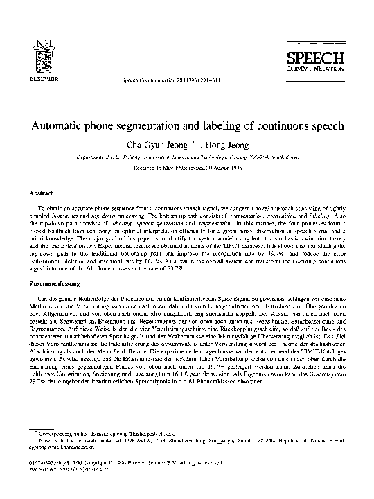 (PDF) Automatic phone segmentation and labeling of continuous speech