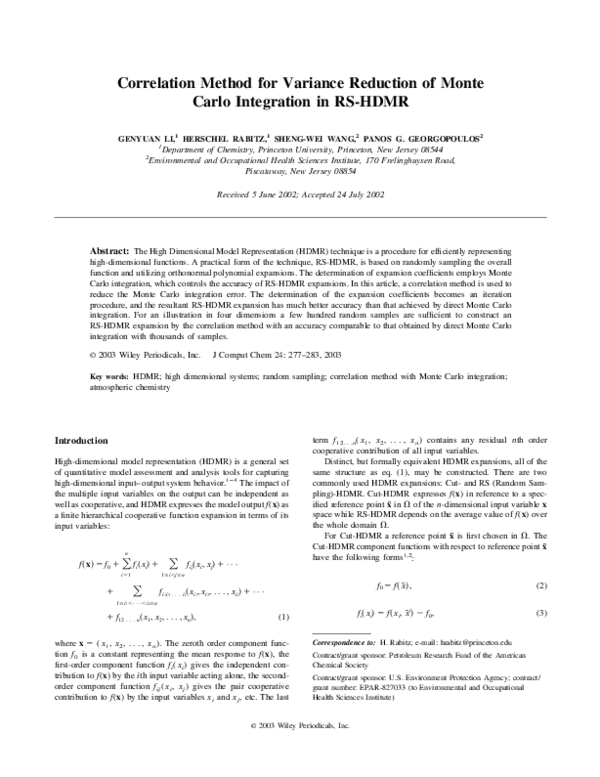 Pdf Correlation Method For Variance Reduction Of Monte Carlo