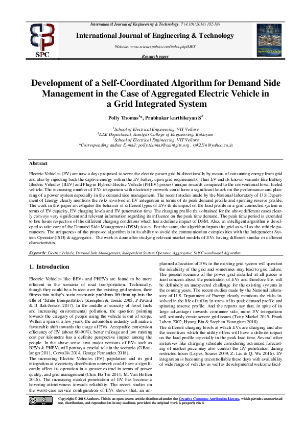 Pdf Development Of A Self Coordinated Algorithm For Demand Side