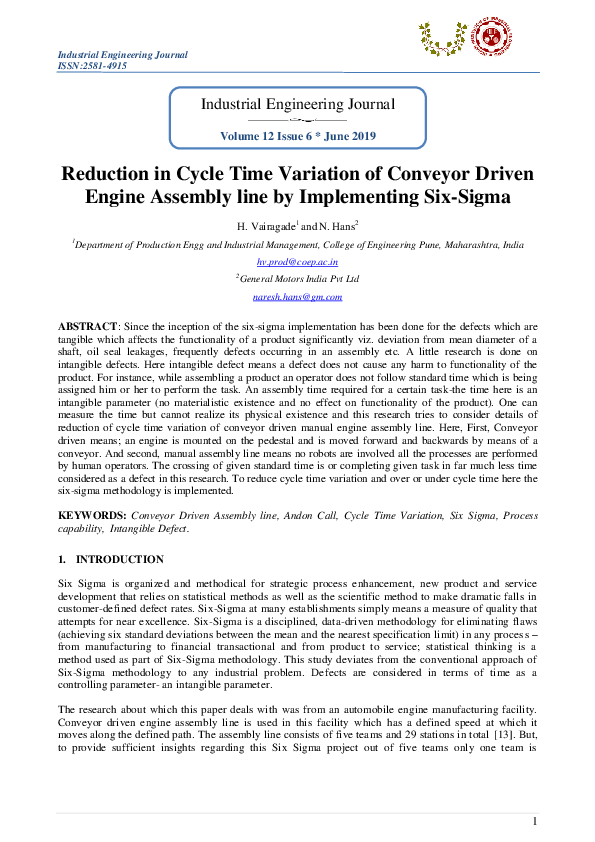 (PDF) Reduction in Cycle Time Variation of Conveyor Driven Engine ...