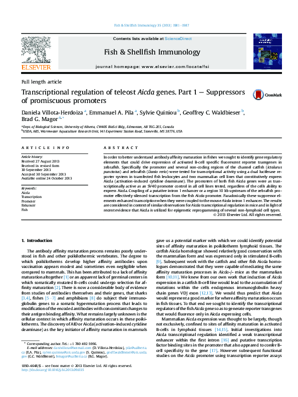 (PDF) Transcriptional regulation of teleost Aicda genes. Part 1 ...