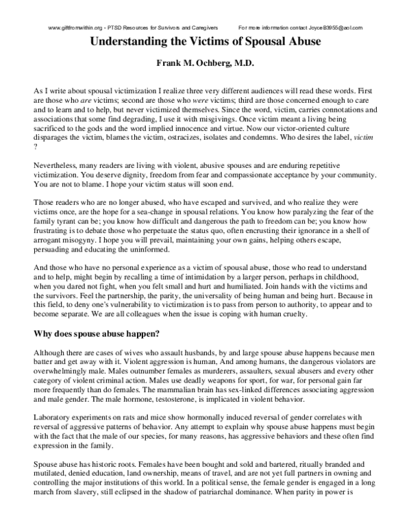 (PDF) Understanding the Victims of Spousal Abuse