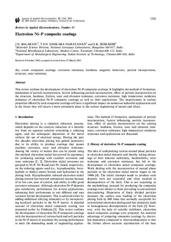 (PDF) Electroless Ni P Composite Coatings