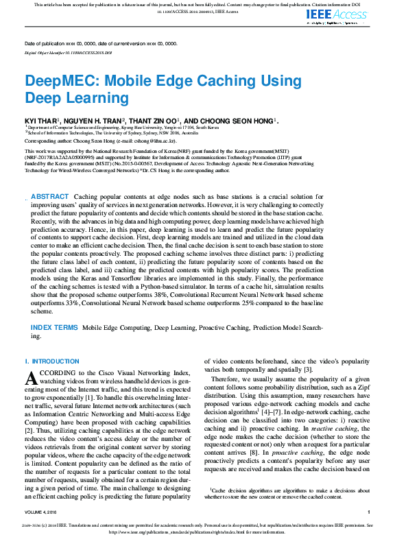 (PDF) DeepMEC: Mobile Edge Caching Using Deep Learning