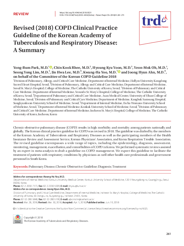 (PDF) Revised (2018) COPD Clinical Practice Guideline of the Korean Academy of Tuberculosis and ...