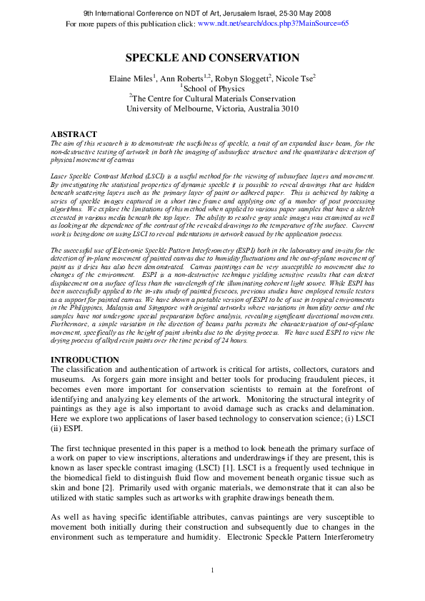 (PDF) Speckle and Conservation
