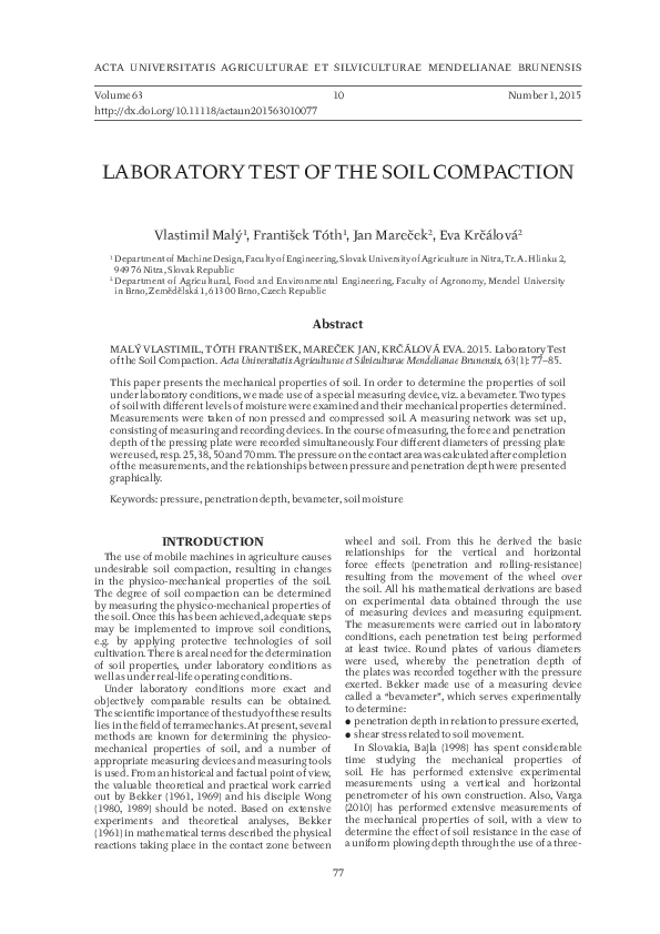 (PDF) Laboratory Test of the Soil Compaction