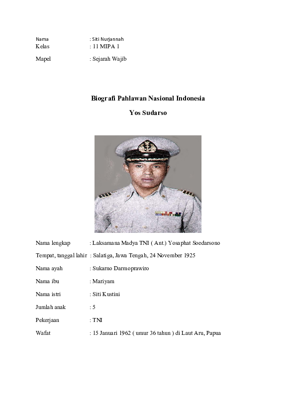Pdf Biografi Pahlawan Nasional Indonesia