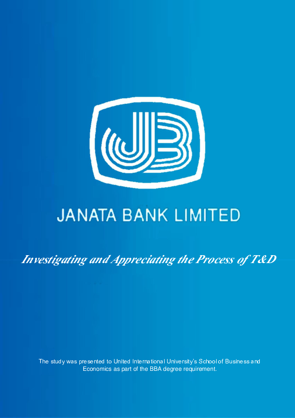 (PDF) Internship Report on Janata Bank Limited