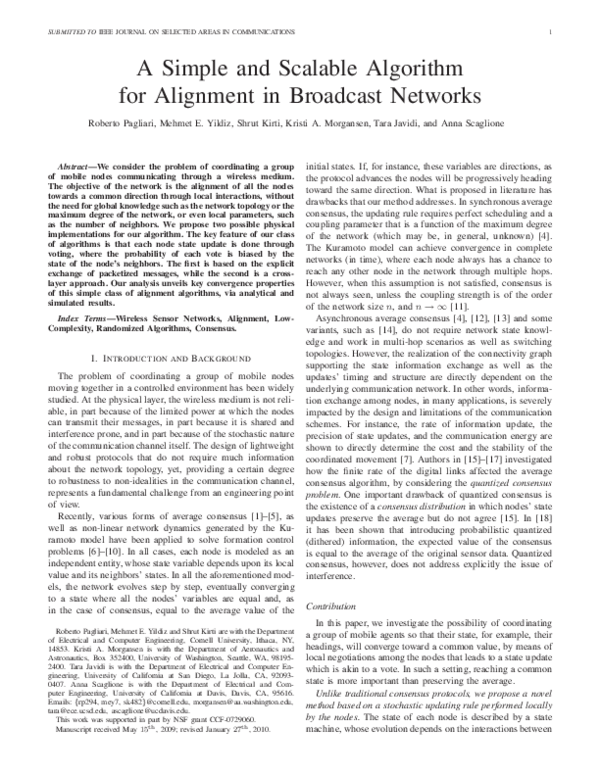 Pdf A Simple And Scalable Algorithm For Alignment In Broadcast Networks