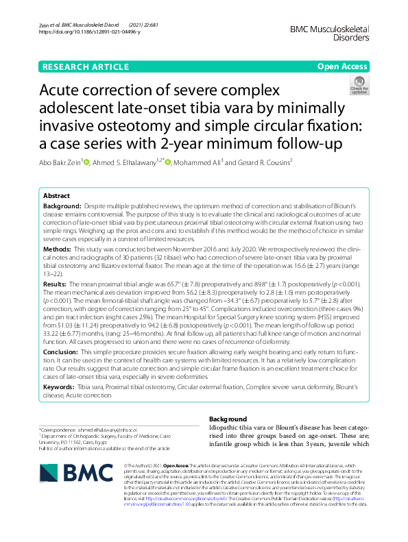 (PDF) Acute correction of severe complex adolescent late-onset tibia ...