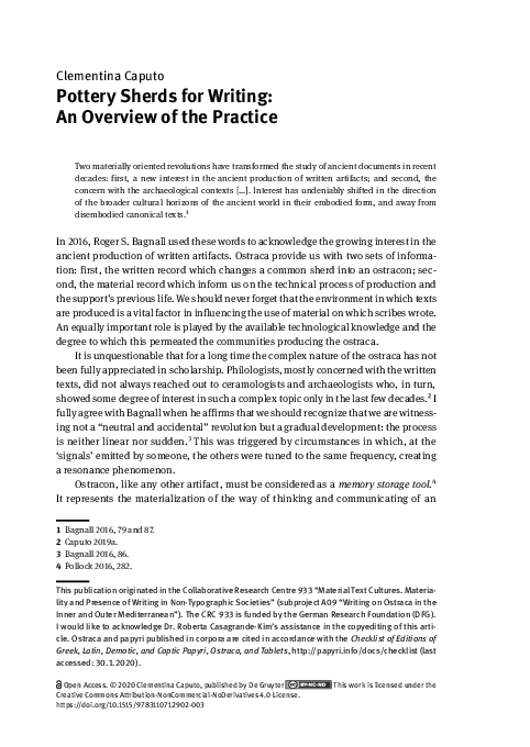 (PDF) "Pottery Sherds for Writing: An Overview of the Practice", in C ...