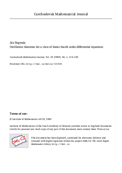 Pdf Oscillation Theorems For A Class Of Linear Fourth Order Differential Equations Ján