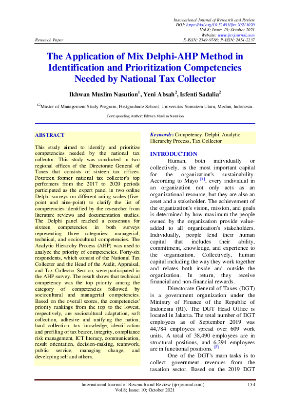 (PDF) The Application of Mix Delphi-AHP Method in Identification and ...