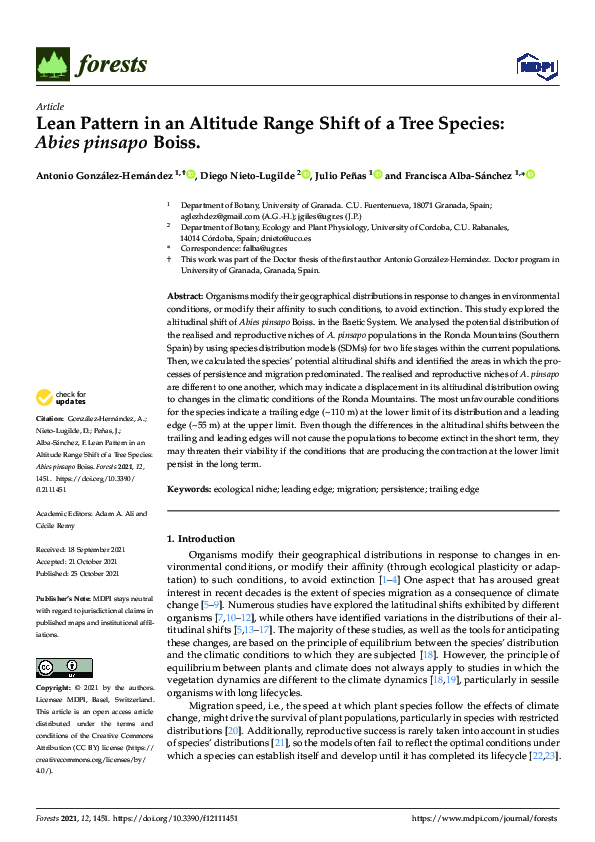 (PDF) Lean Pattern in an Altitude Range Shift of a Tree Species: Abies ...