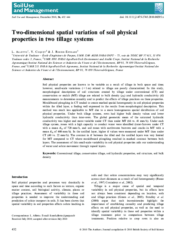 (PDF) Two-dimensional spatial variation of soil physical properties in ...