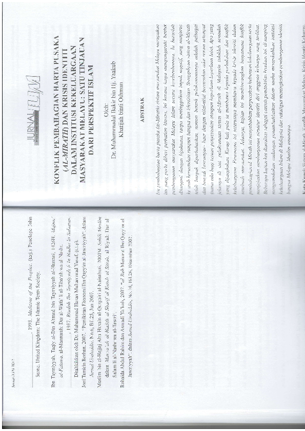 (PDF) KONFLIK PEMBAHAGIAN HARTA PUSAKA Al Mirath