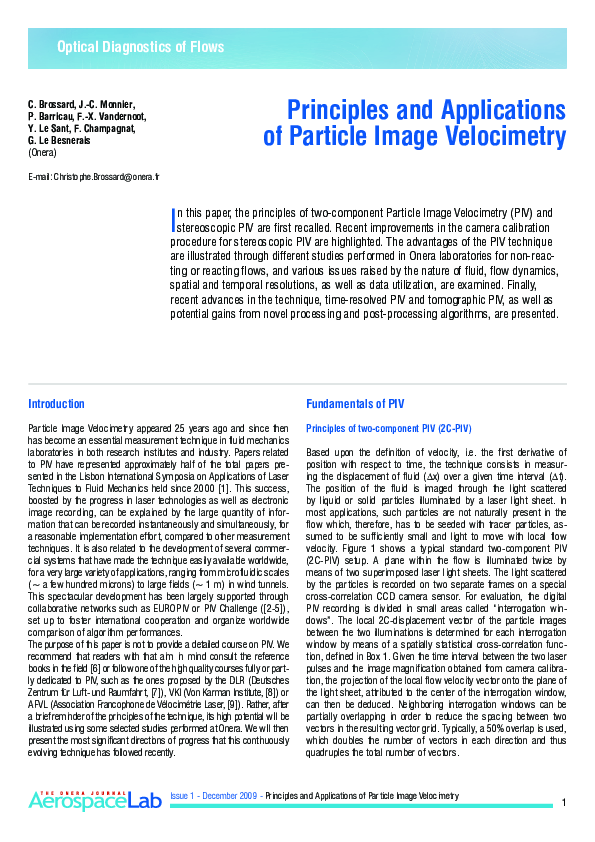 (PDF) Principles and applications of particle image velocimetry