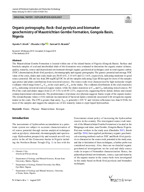 (PDF) Organic petrography, Rock–Eval pyrolysis and biomarker ...