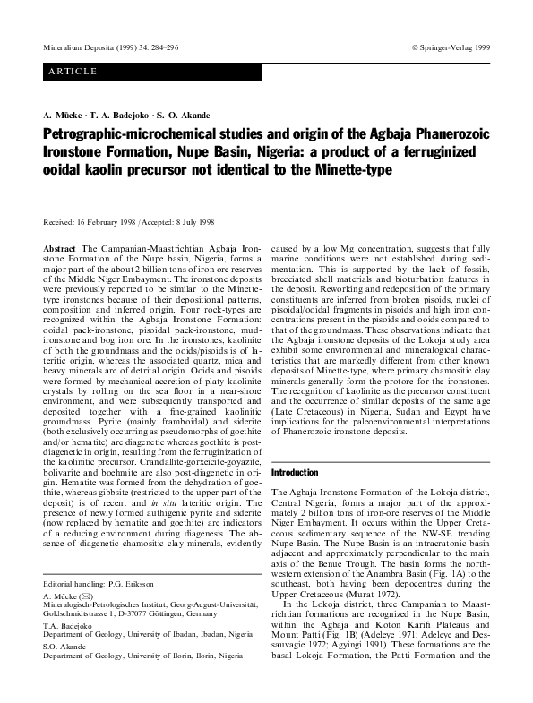 (PDF) Petrographic-microchemical studies and origin of the Agbaja ...
