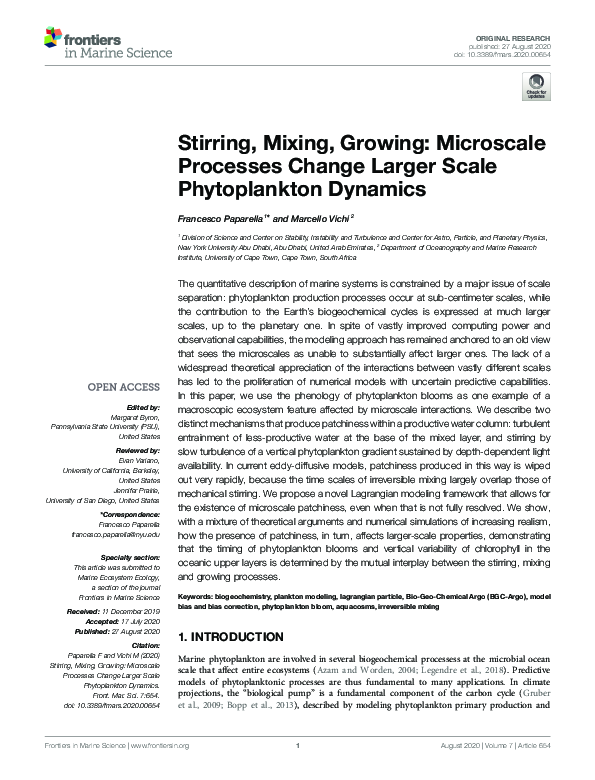(PDF) Stirring, Mixing, Growing: Microscale Processes Change Larger Scale Phytoplankton Dynamics