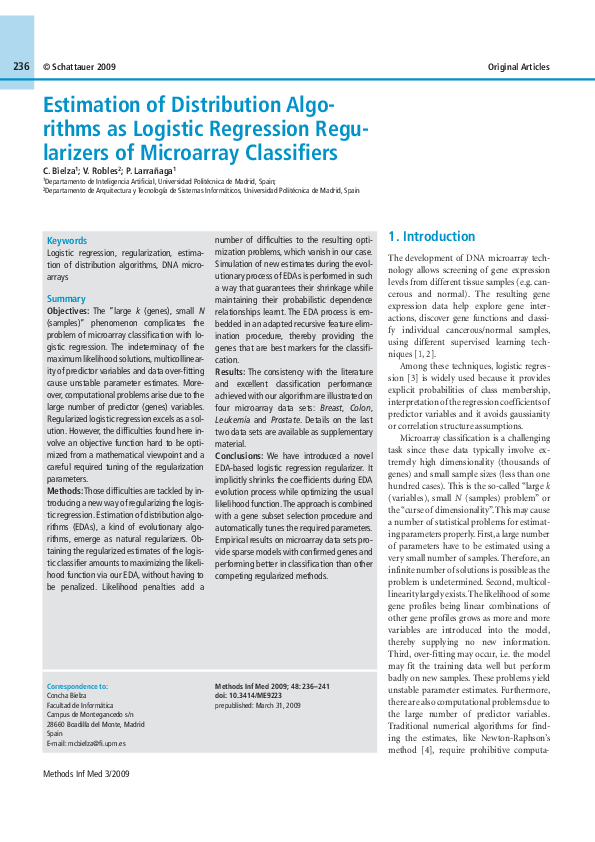 (PDF) Estimation of distribution algorithms as logistic regression ...