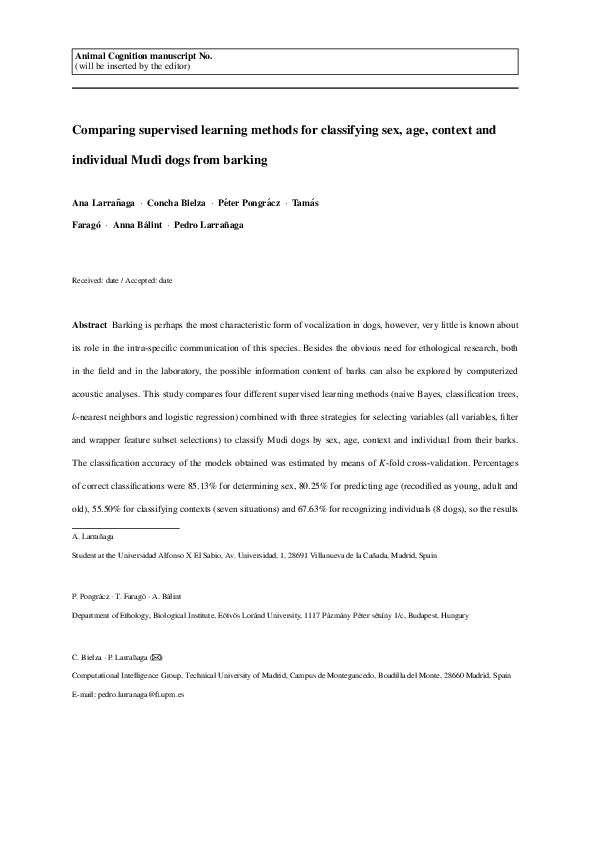 (PDF) Comparing supervised learning methods for classifying sex, age ...