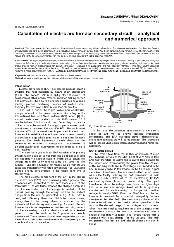 (PDF) Calculation of electric arc furnace secondary circuit ...