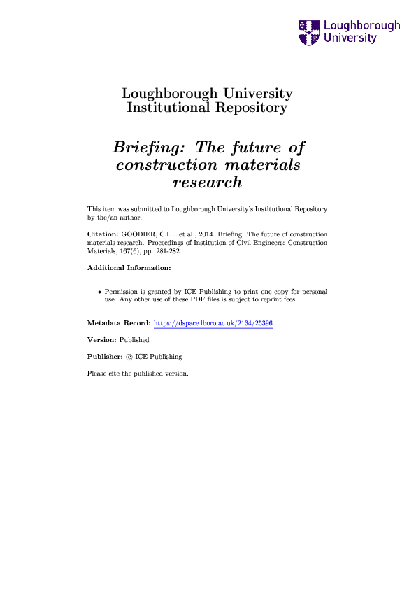 (PDF) Briefing: The future of construction materials research
