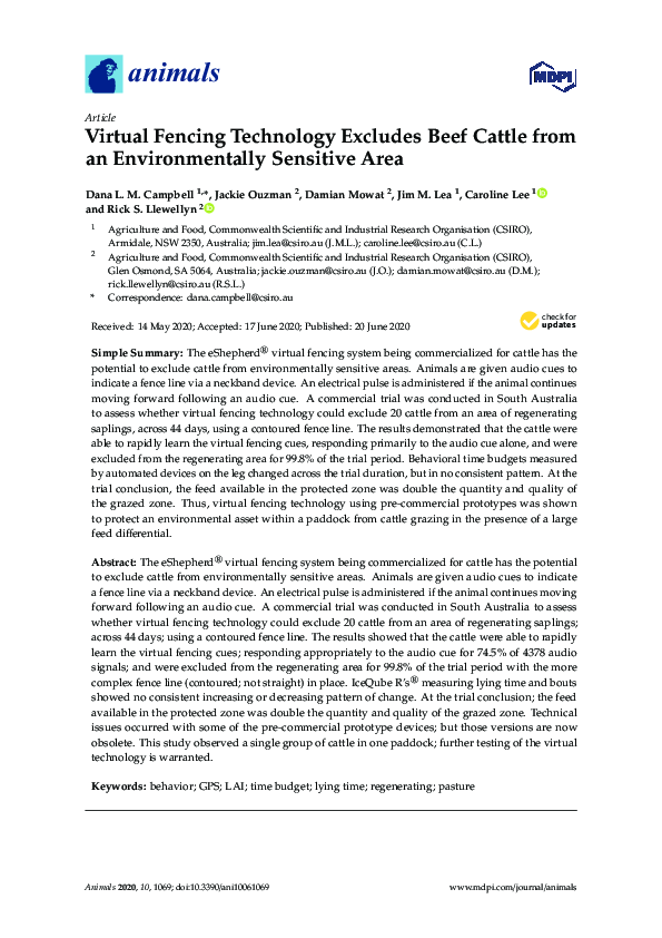 (PDF) Virtual Fencing Technology Excludes Beef Cattle from an ...