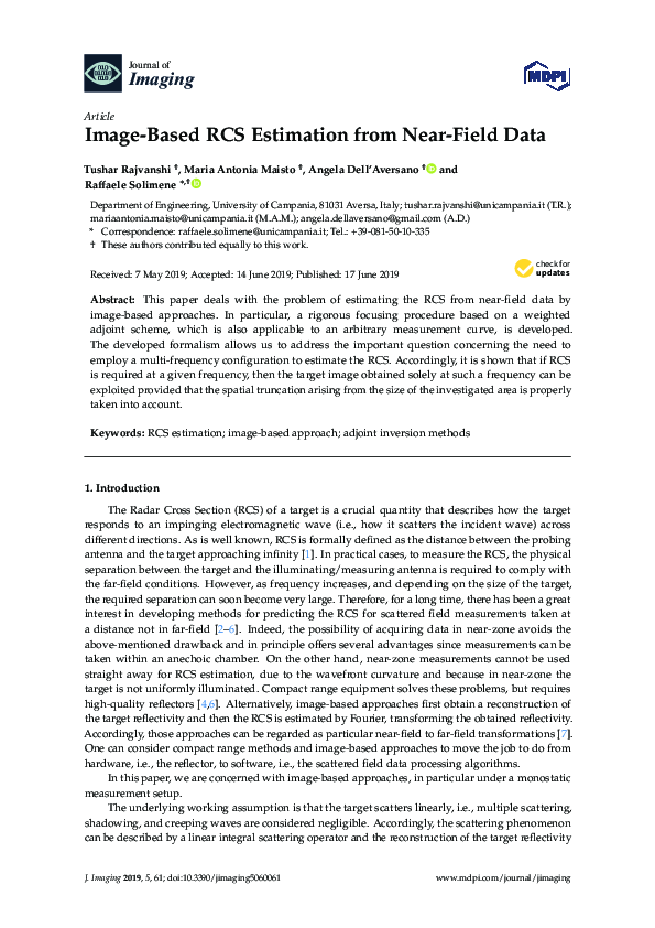 (PDF) Image-Based RCS Estimation from Near-Field Data