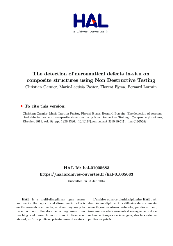 Pdf The Detection Of Aeronautical Defects In Situ On Composite Structures Using Non