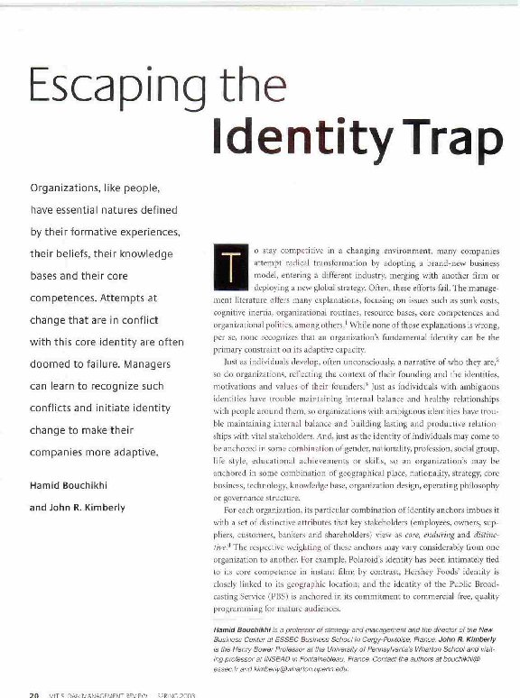 (PDF) Escaping the identity trap