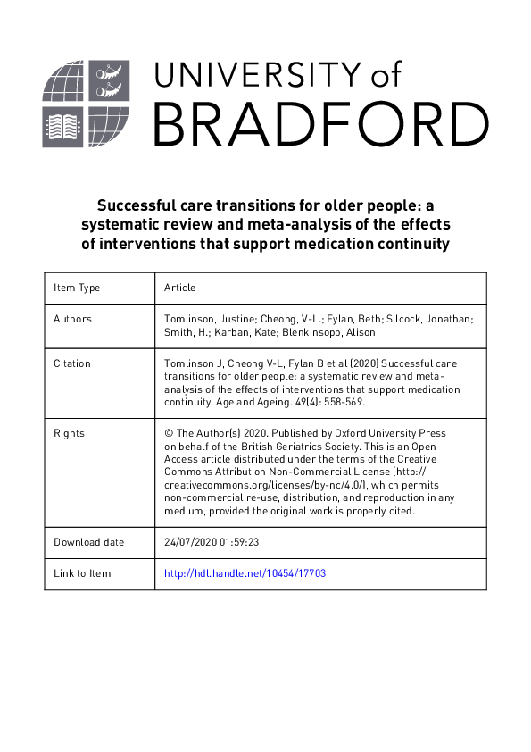 (PDF) Successful care transitions for older people: a systematic review ...