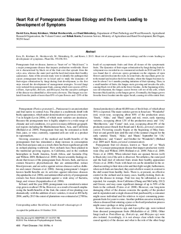 (PDF) Heart rot of pomegranate: disease aetiology and the events ...