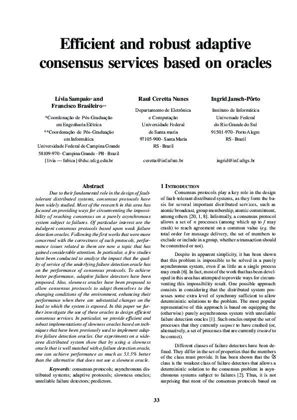 (PDF) Efficient and robust adaptive consensus services based on oracles