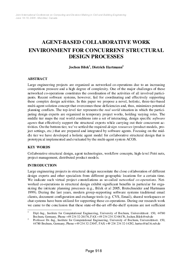 Pdf Agent Based Collaborative Work Environment For Concurrent