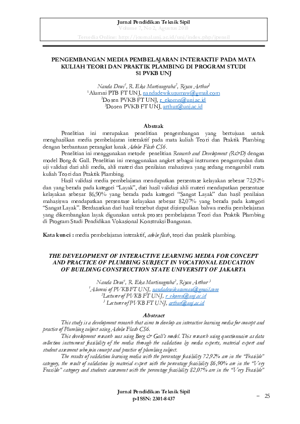 (PDF) Pengembangan Media Pembelajaran Interaktif pada Mata Kuliah Teori dan Praktik Plambing di ...