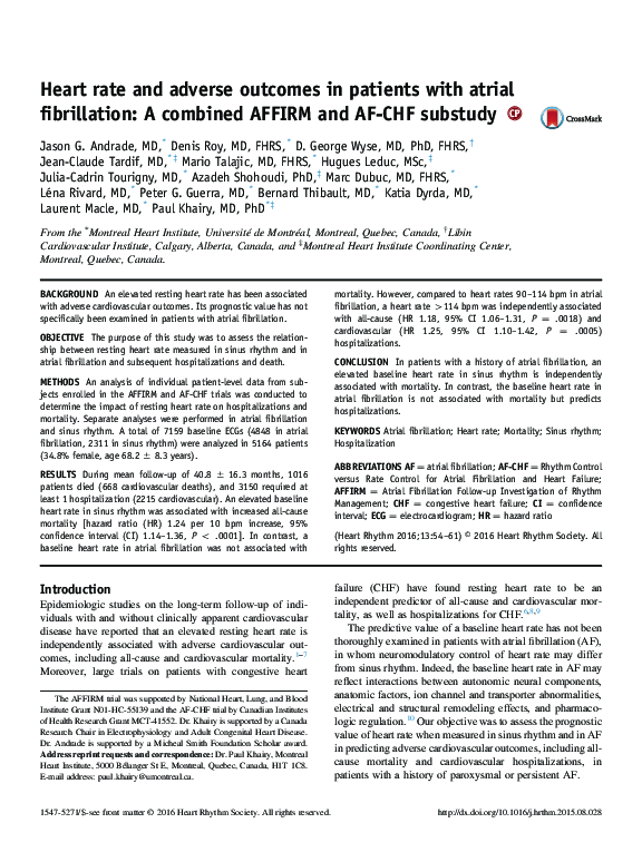 (PDF) Heart Rate and Adverse Outcomes in Patients with Atrial ...