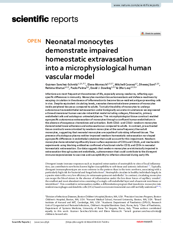 (PDF) Neonatal monocytes demonstrate impaired homeostatic extravasation ...