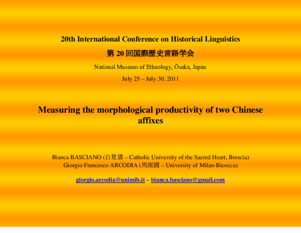 (PDF) Measuring the morphological productivity of two Chinese suffixes