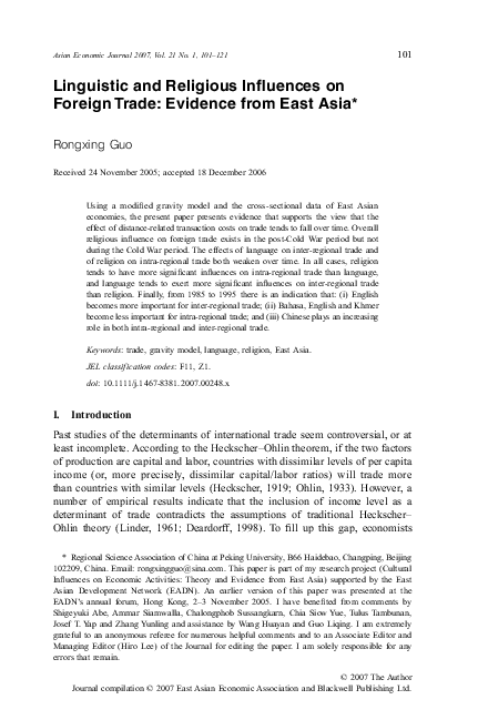 (PDF) Linguistic and Religious Influences on Foreign Trade: Evidence ...
