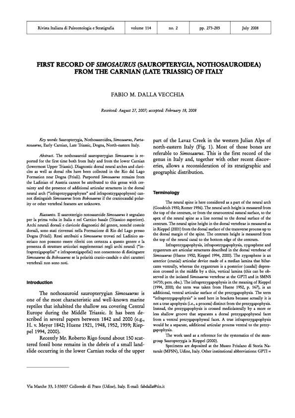 (PDF) First record of Simosaurus (Sauropterygia, Nothosauroidea) from ...