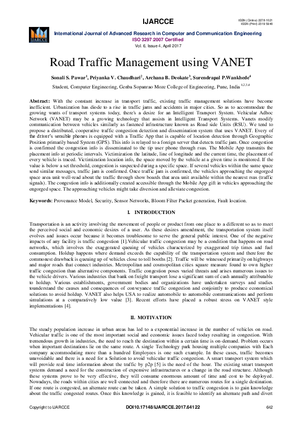 Pdf Road Traffic Management Using Vanet