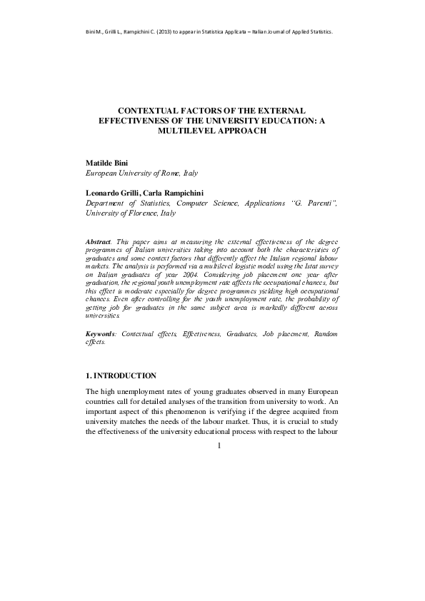 (PDF) Contextual factors of the external effectiveness of the ...