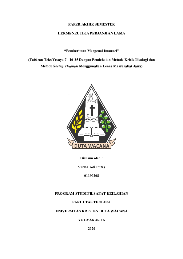 (PDF) PAPER AKHIR SEMESTER HERMENEUTIKA PERJANJIAN LAMA "Pemberitaan ...
