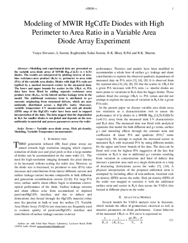 (PDF) Modeling of MWIR HgCdTe Diodes with High Perimeter to Area Ratio ...