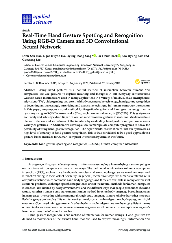 (PDF) Real-Time Hand Gesture Spotting and Recognition Using RGB-D ...