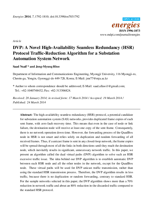 (PDF) DVP: A Novel High-Availability Seamless Redundancy (HSR) Protocol Traffic-Reduction ...