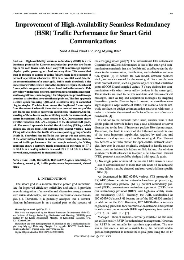 (PDF) Improvement of High-Availability Seamless Redundancy (HSR ...
